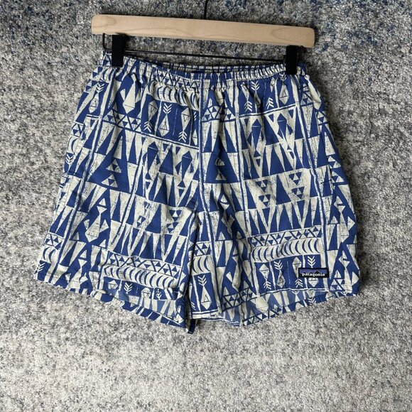 Patagonia Baggies Shorts Mens XS Blue White Mesh Lined Swim Trunks Geo ...